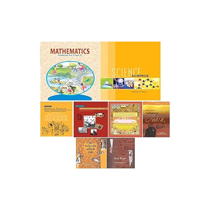 NCERT CLASS 10 SET (ENGLISH MEDIUM ) 8(eng , his, pol, geo, eco, math , science) 8 Book Set